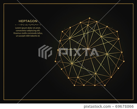 Heptagon golden abstract illustration on dark... - Stock Illustration ...