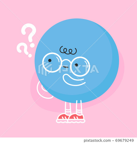 Cute funny blue ball with question marks - Stock Illustration [69679249 ...