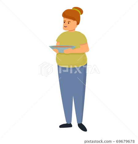 Woman gluttony icon, cartoon style - Stock Illustration [69679678] - PIXTA