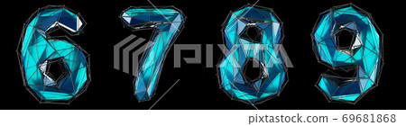 Set of numbers 6, 7, 8, 9 made of blue color... - Stock Illustration ...