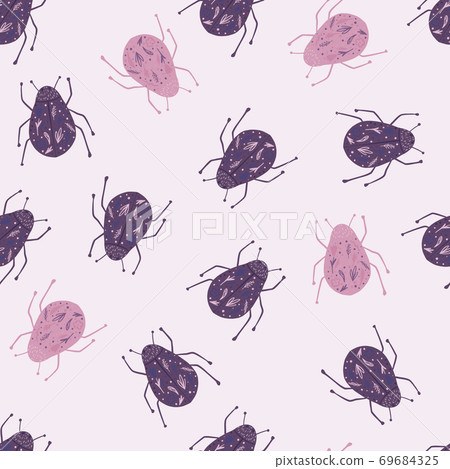 Random seamless pattern with doodle bug...-插圖素材 [69684325] - PIXTA圖庫