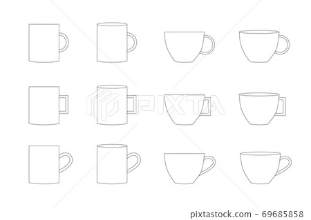 Cup cup line line art mug teacup icon AI JPEG... - Stock Illustration ...