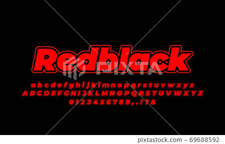 red and black line bold alphabet or letter... - Stock Illustration ...
