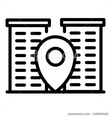 City building location icon, outline style - Stock Illustration ...