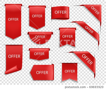 Offer red vector banners, isolated ribbons set - Stock Illustration ...