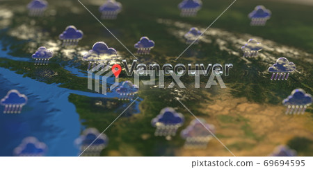 Vancouver city and rainy weather icon on the... - Stock Illustration ...