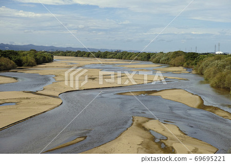 Upstream side of the Hii River in summer as... - Stock Photo [69695221 ...