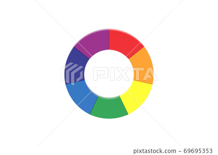 3D illustration of a ring divided into seven - Stock Illustration ...