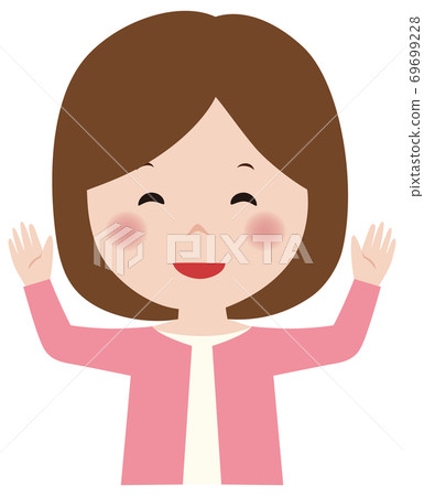 Woman cute character banzai woman - Stock Illustration [69699228] - PIXTA