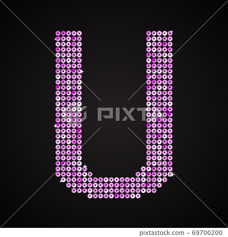 Vector purple pink glitter sequins dots letter - U - Stock Illustration ...