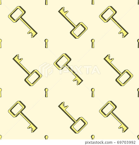 key and keyhole pattern in yellow colors - Stock Illustration [69703992 ...