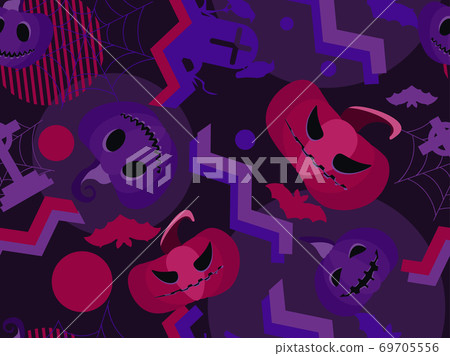 Halloween seamless pattern with scary pumpkins,... - Stock Illustration ...