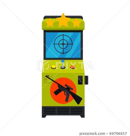 Shooting Arcade Game Machine with Rifle, Video... - Stock Illustration ...
