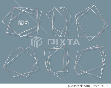 Silver modern polygonal geometric frame vector set - Stock Illustration ...