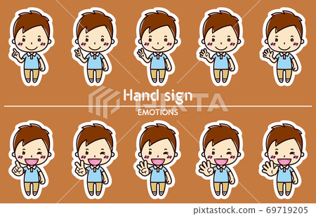 Men's hand sign illustration set - Stock Illustration [69719205] - PIXTA