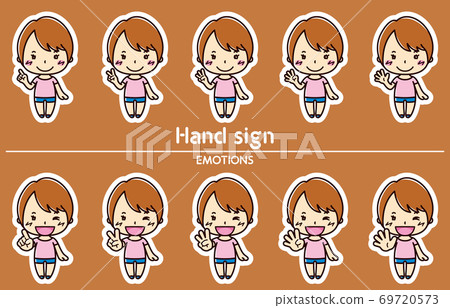 Women's hand sign illustration set - Stock Illustration [69720573] - PIXTA