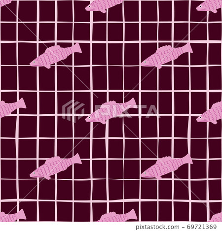 Creative bright seamless pattern with pink fish... - Stock Illustration ...