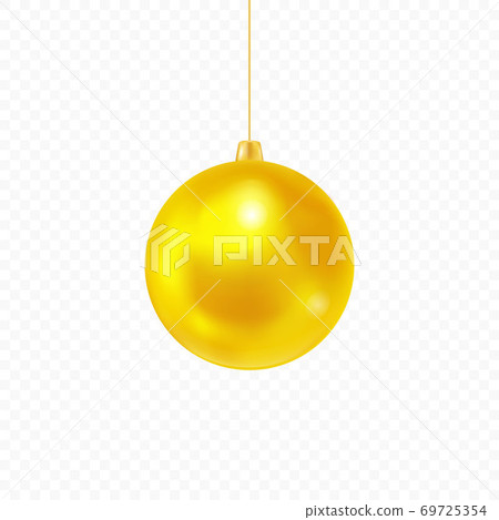 Christmas yellow bauble isolated on transparent... - Stock Illustration ...