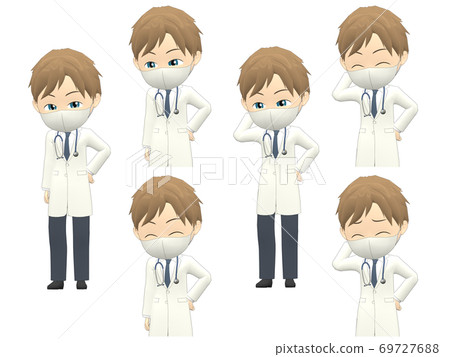[Shy A] Caucasian male doctor Medium front - Stock Illustration ...