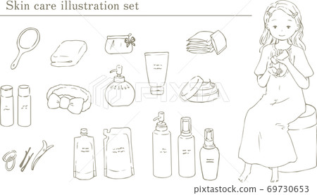 Line art illustration set for skin care - Stock Illustration [69730653 ...