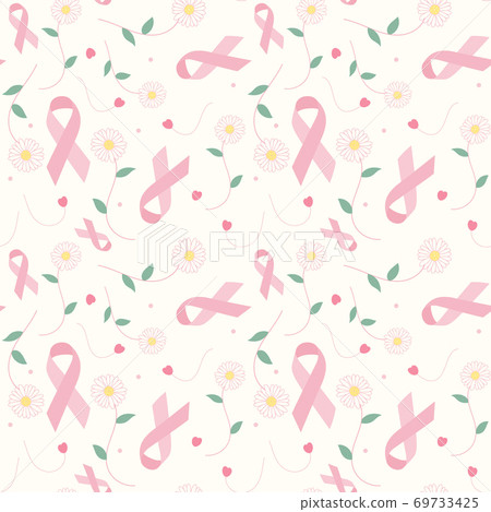 Pastel pink ribbon and flower seamless pattern... - Stock Illustration ...