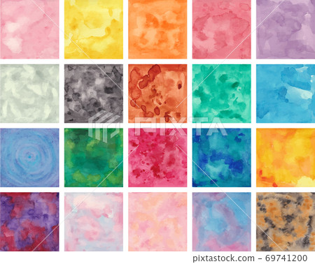 Set of 20 square watercolor textures... - Stock Illustration [69741200 ...