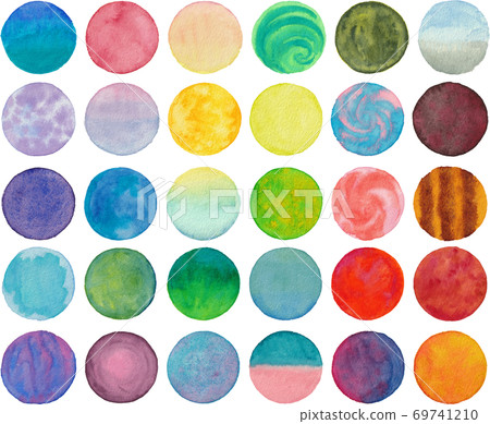 Set of 30 round watercolor textures... - Stock Illustration [69741210 ...