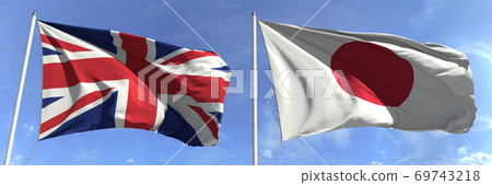 National flags of Great Britain and Japan, 3d... - Stock Illustration ...