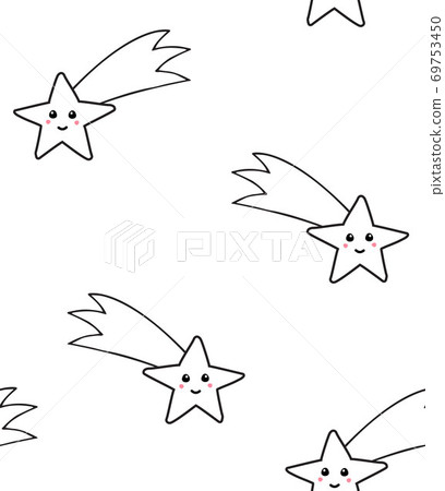 Vector seamless pattern of flying star with face - Stock Illustration ...