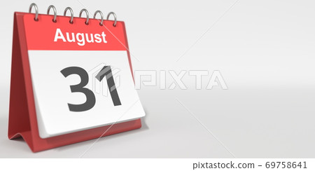 August 31 date written in German on the flip... - Stock Illustration ...