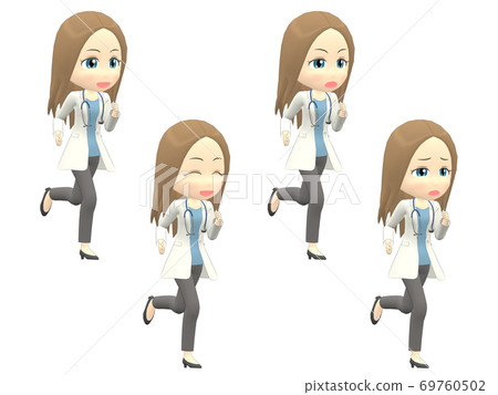 [Running] Caucasian female doctor straight... - Stock Illustration ...