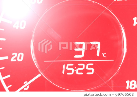 Outside temperature, intense heat, automobile - Stock Illustration ...