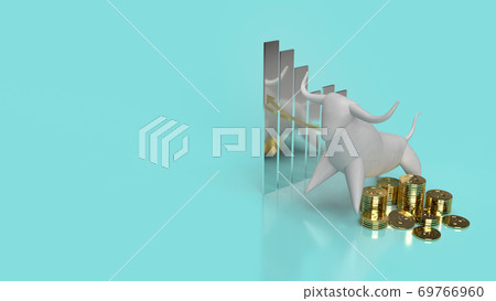 white stone bull on blue background for... - Stock Illustration ...
