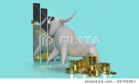 white stone bull on blue background for... - Stock Illustration ...