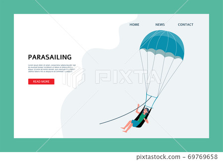 Extreme water parasailing sports site banner... - Stock Illustration ...