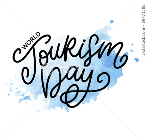 World tourism day hand lettering on white... - Stock Illustration ...