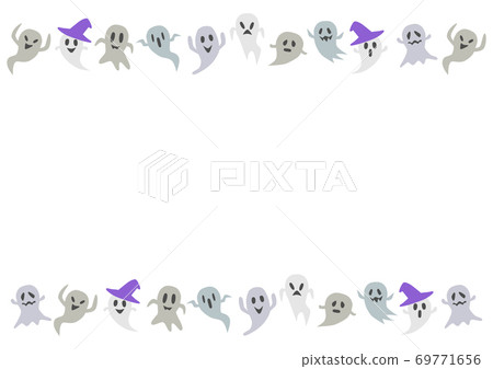 Halloween ghost illustration pattern frame - Stock Illustration ...