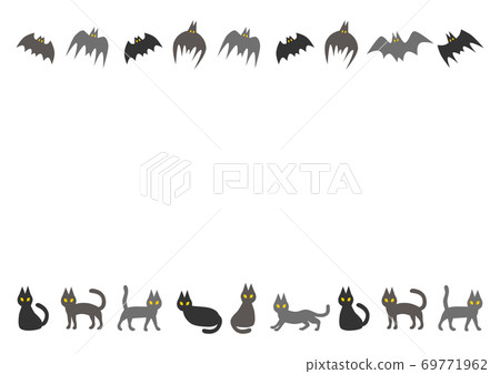 Halloween bat and black cat illustration... - Stock Illustration ...