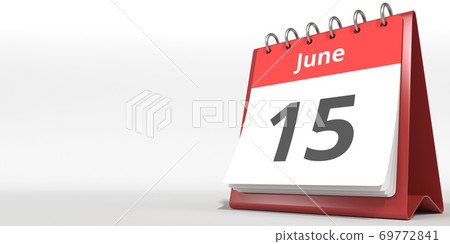 June 15 date on the flip calendar page, 3d... - Stock Illustration ...