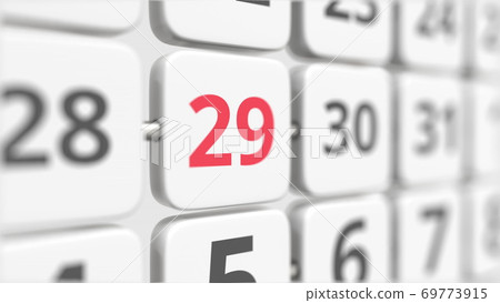 29 date on the turning calendar plate. Deadline... - Stock Illustration ...