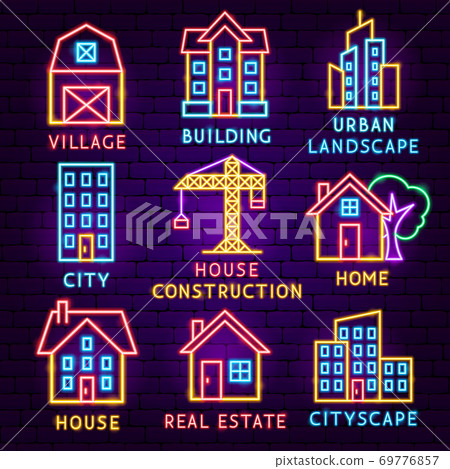Building Label Set - Stock Illustration [69776857] - PIXTA