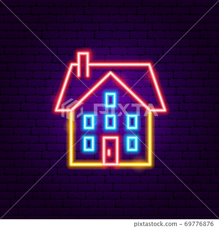 Home Building Neon Sign - Stock Illustration [69776876] - PIXTA