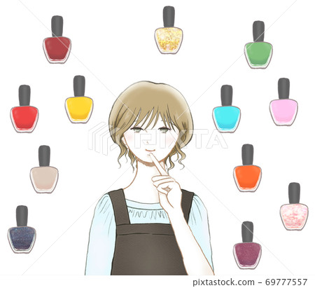 Female nail owner and colorful polish background - Stock Illustration ...