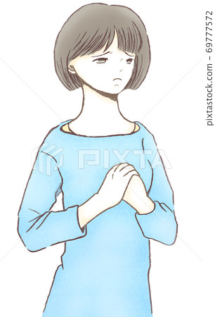 A woman with an anxious look - Stock Illustration [69777572] - PIXTA