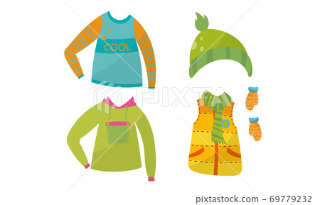 Boy Garment and Clothes with Sleeveless Vest... - Stock Illustration ...