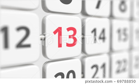 13 date on the turning calendar plate. Deadline... - Stock Illustration ...