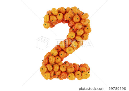 Number 2 from Pumpkins. 3D rendering - Stock Illustration [69789598 ...