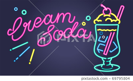 Neon signboard style illustration of cream soda... - Stock Illustration ...
