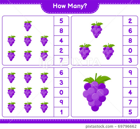 Counting game, how many Grape. Educational... - Stock Illustration ...