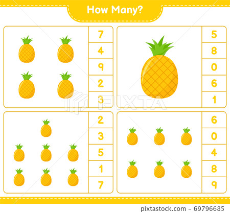 Counting game, how many Pineapple. Educational... - Stock Illustration ...